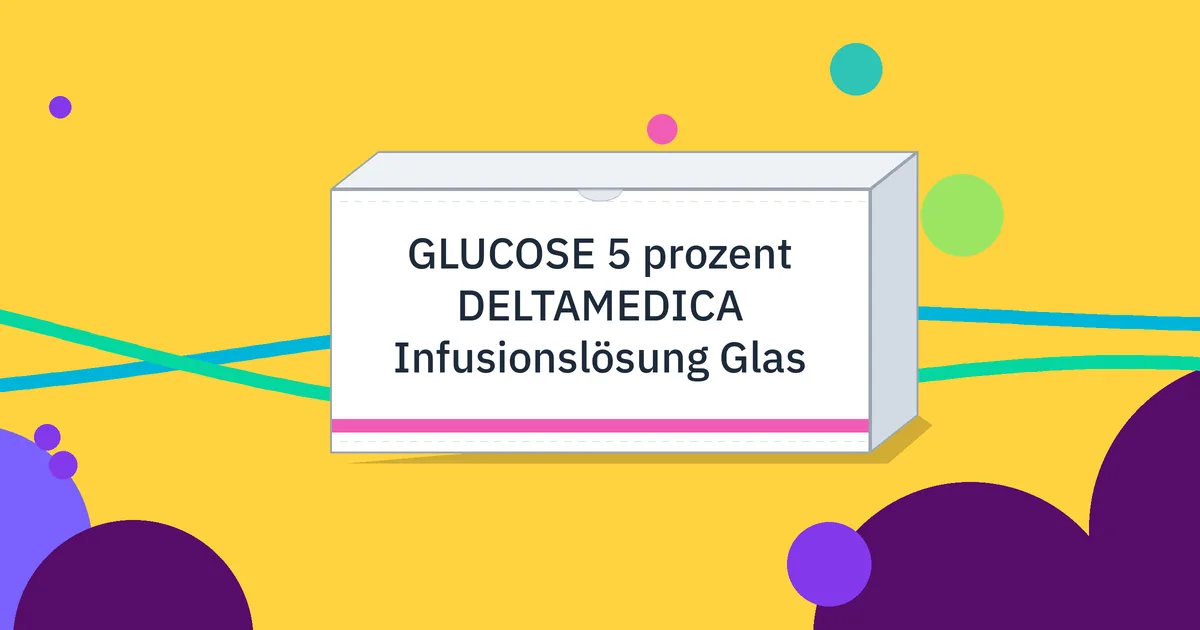 Symbolbild: Packung mit der Aufschrift GLUCOSE 5 prozent DELTAMEDICA Infusionslösung Glas (PZN 19152244) – Verfügbarkeit und Bezug in Apotheken in Frankfurt am Main