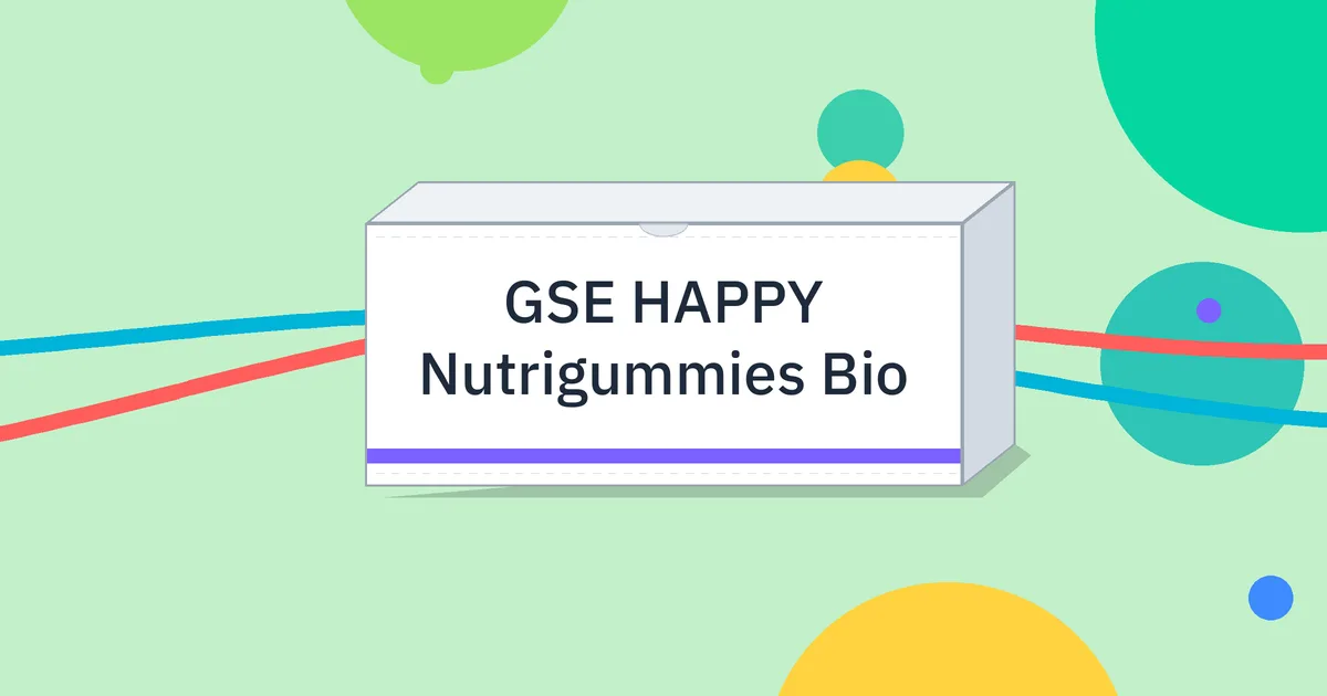 Symbolbild: Packung mit der Aufschrift GSE HAPPY Nutrigummies Bio (PZN 18324186) – Verfügbarkeit und Bezug in Apotheken in Frankfurt am Main