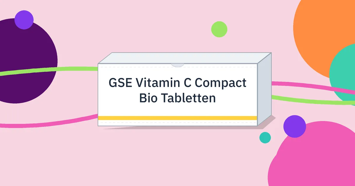 Symbolbild: Packung mit der Aufschrift GSE Vitamin C Compact Bio Tabletten (PZN 16872311) – Verfügbarkeit und Bezug in Apotheken in Frankfurt am Main