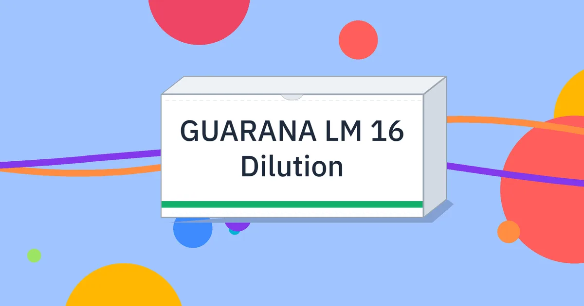 Symbolbild: Packung mit der Aufschrift GUARANA LM 16 Dilution (PZN 12883074) – Verfügbarkeit und Bezug in Apotheken in Frankfurt am Main