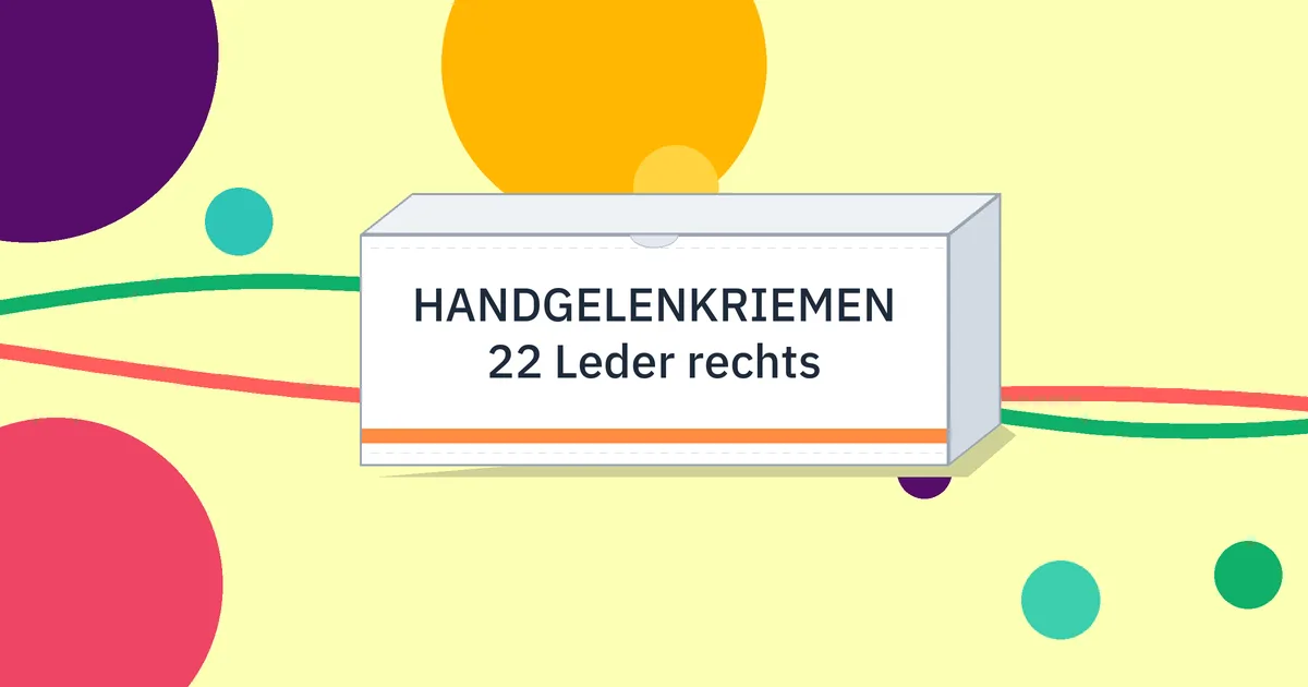 Symbolbild: Packung mit der Aufschrift HANDGELENKRIEMEN 22 Leder rechts (PZN 01727684) – Verfügbarkeit und Bezug in Apotheken in Frankfurt am Main