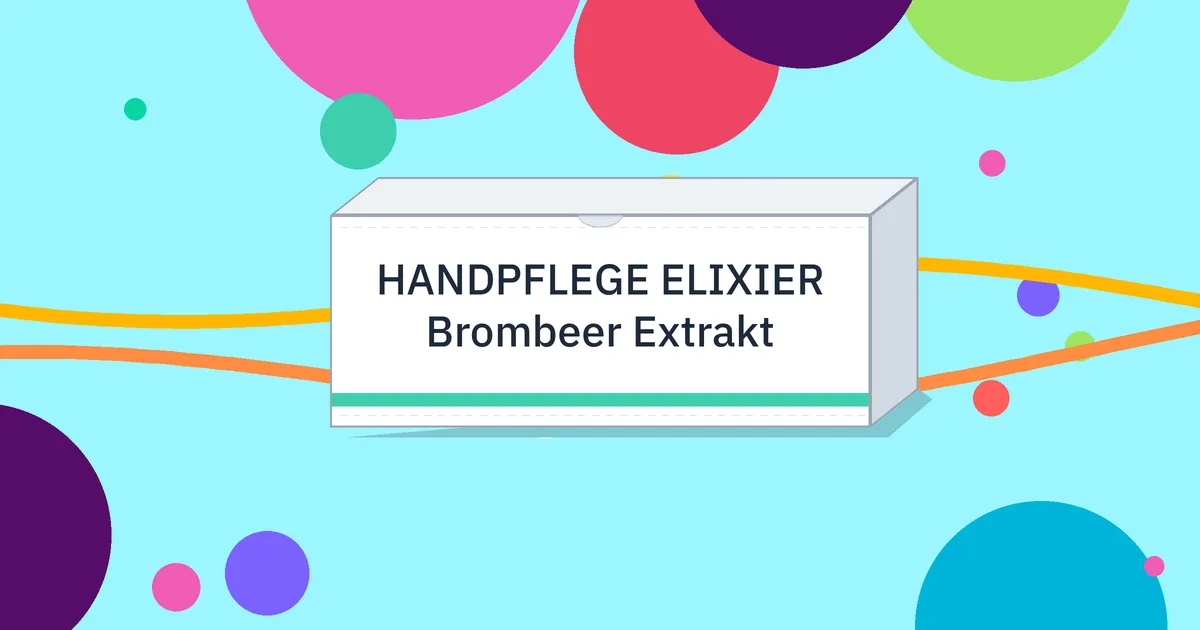 Symbolbild: Packung mit der Aufschrift HANDPFLEGE ELIXIER Brombeer Extrakt (PZN 17945302) – Verfügbarkeit und Bezug in Apotheken in Frankfurt am Main