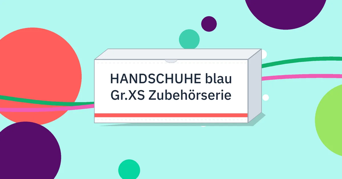 Symbolbild: Packung mit der Aufschrift HANDSCHUHE blau Gr.XS Zubehörserie (PZN 18832959) – Verfügbarkeit und Bezug in Apotheken in Frankfurt am Main