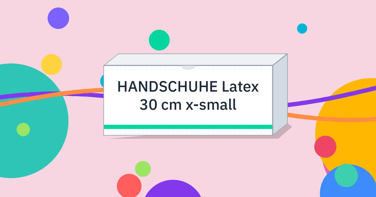 Symbolbild: Packung mit der Aufschrift HANDSCHUHE Latex 30 cm x-small (PZN 09287316) – Verfügbarkeit und Bezug in Apotheken in Frankfurt am Main