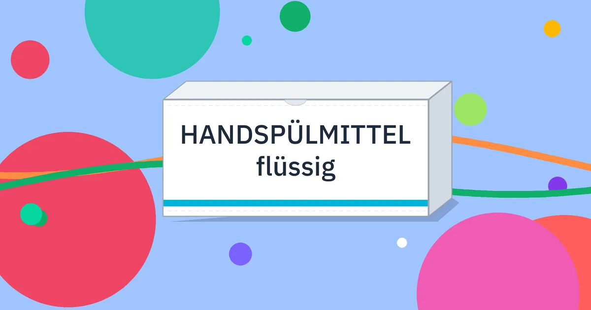 Symbolbild: Packung mit der Aufschrift HANDSPÜLMITTEL flüssig (PZN 02473487) – Verfügbarkeit und Bezug in Apotheken in Frankfurt am Main