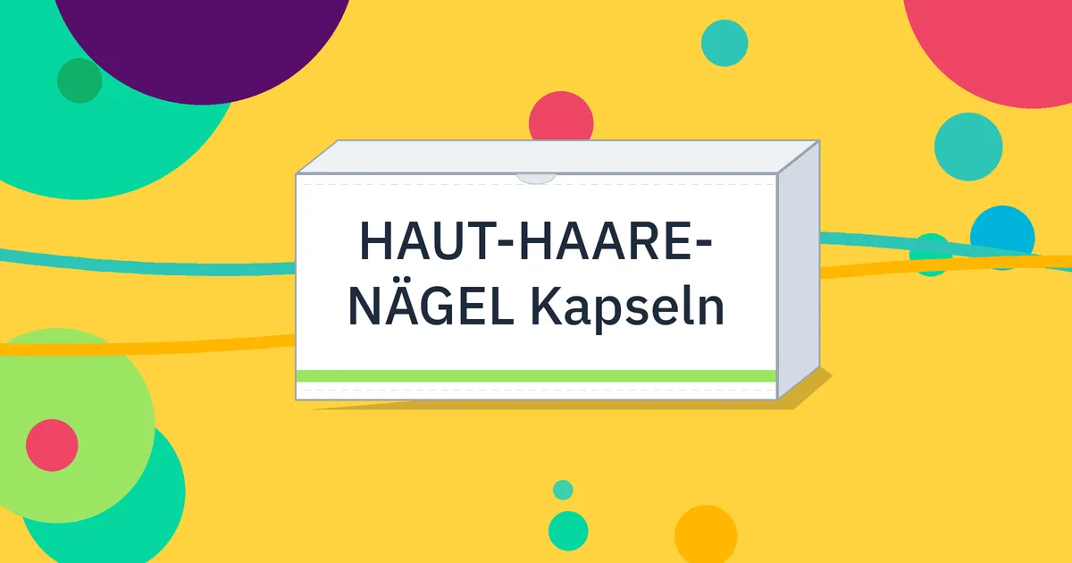 Symbolbild: Packung mit der Aufschrift HAUT-HAARE-NÄGEL Kapseln (PZN 19302264) – Verfügbarkeit und Bezug in Apotheken in Frankfurt am Main
