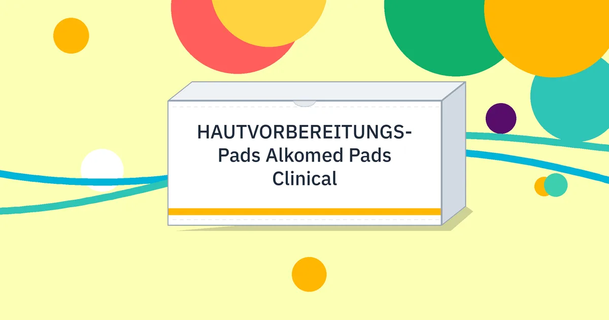 Symbolbild: Packung mit der Aufschrift HAUTVORBEREITUNGS-Pads Alkomed Pads Clinical (PZN 11303382) – Verfügbarkeit und Bezug in Apotheken in Frankfurt am Main