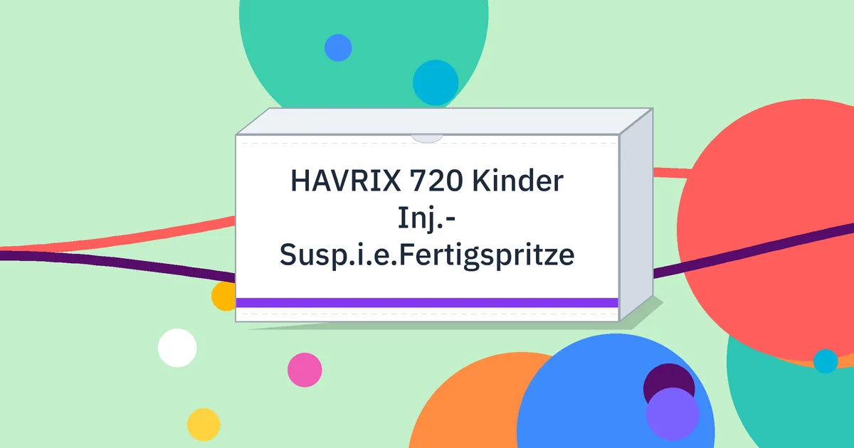 Symbolbild: Packung mit der Aufschrift HAVRIX 720 Kinder Inj.-Susp.i.e.Fertigspritze (PZN 07747386) – Verfügbarkeit und Bezug in Apotheken in Frankfurt am Main