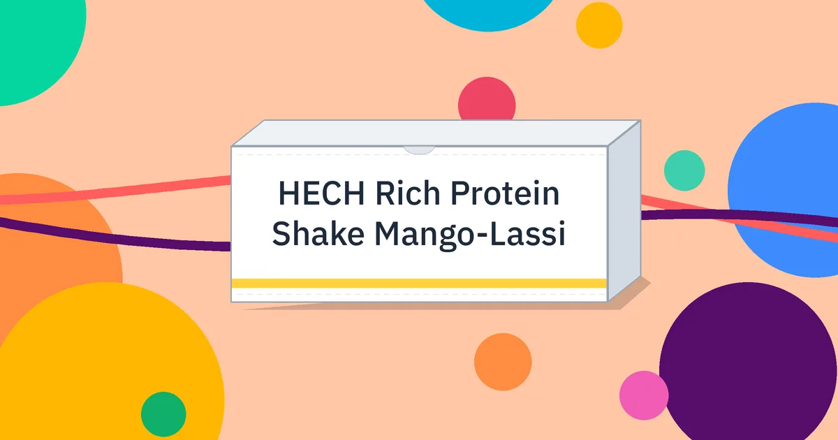 Symbolbild: Packung mit der Aufschrift HECH Rich Protein Shake Mango-Lassi (PZN 09487647) – Verfügbarkeit und Bezug in Apotheken in Frankfurt am Main