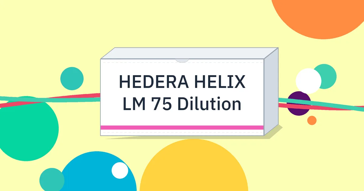 Symbolbild: Packung mit der Aufschrift HEDERA HELIX LM 75 Dilution (PZN 12885601) – Verfügbarkeit und Bezug in Apotheken in Frankfurt am Main