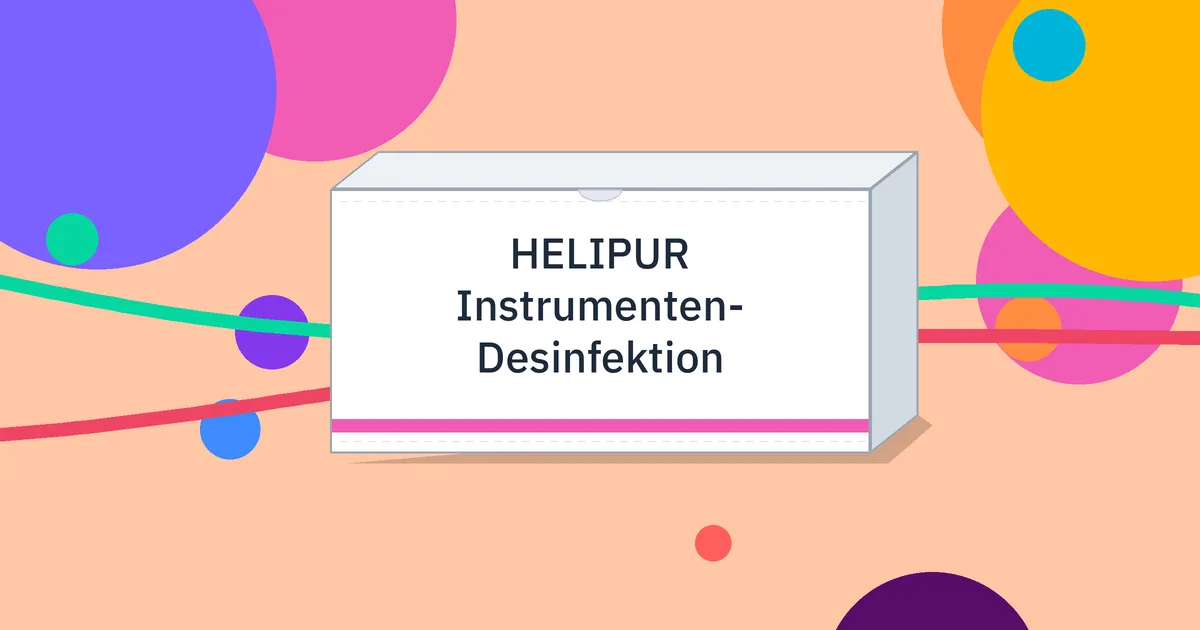 Symbolbild: Packung mit der Aufschrift HELIPUR Instrumenten-Desinfektion (PZN 02387598) – Verfügbarkeit und Bezug in Apotheken in Frankfurt am Main