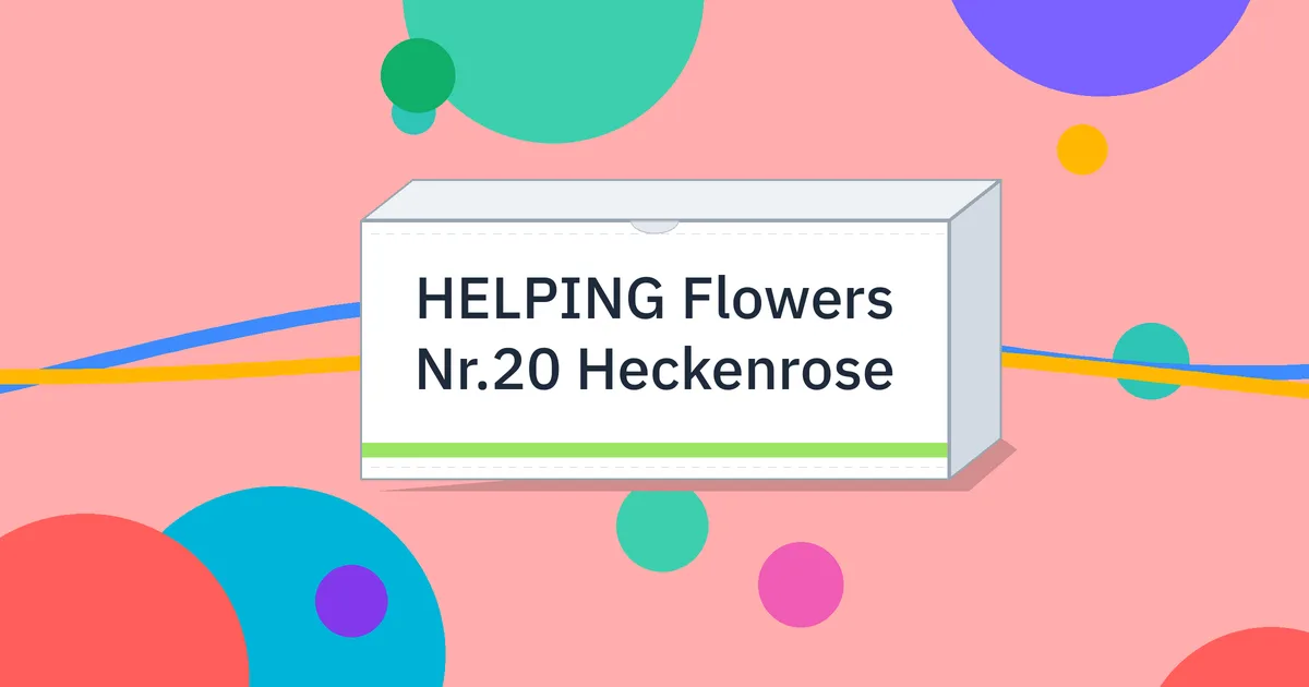 Symbolbild: Packung mit der Aufschrift HELPING Flowers Nr.20 Heckenrose (PZN 12499795) – Verfügbarkeit und Bezug in Apotheken in Frankfurt am Main