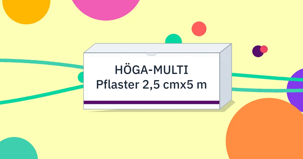 Symbolbild: Packung mit der Aufschrift HÖGA-MULTI Pflaster 2,5 cmx5 m (PZN 01875172) – Verfügbarkeit und Bezug in Apotheken in Frankfurt am Main