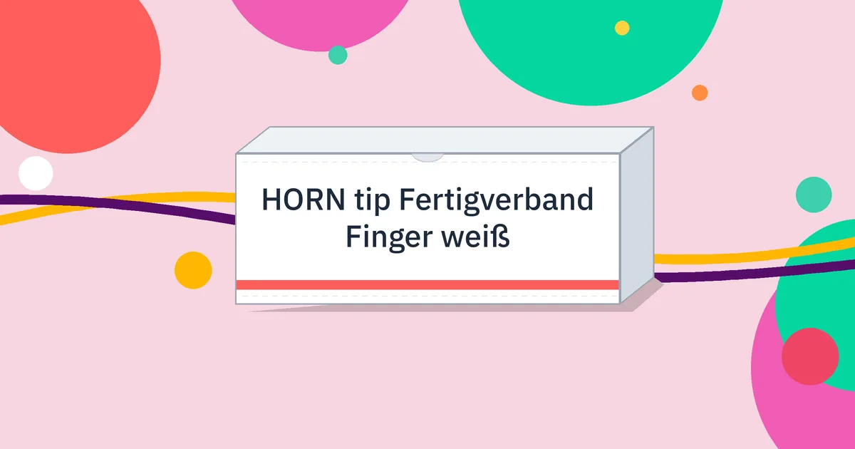 Symbolbild: Packung mit der Aufschrift HORN tip Fertigverband Finger weiß (PZN 04677366) – Verfügbarkeit und Bezug in Apotheken in Frankfurt am Main
