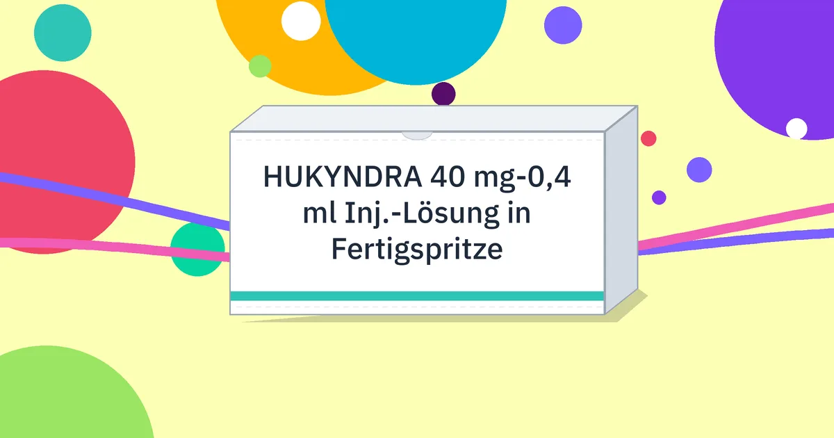 Symbolbild: Packung mit der Aufschrift HUKYNDRA 40 mg-0,4 ml Inj.-Lösung in Fertigspritze (PZN 18255858) – Verfügbarkeit und Bezug in Apotheken in Frankfurt am Main