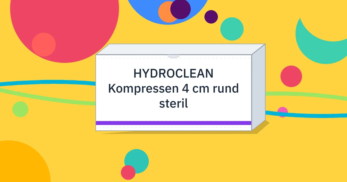 Symbolbild: Packung mit der Aufschrift HYDROCLEAN Kompressen 4 cm rund steril (PZN 17445491) – Verfügbarkeit und Bezug in Apotheken in Frankfurt am Main