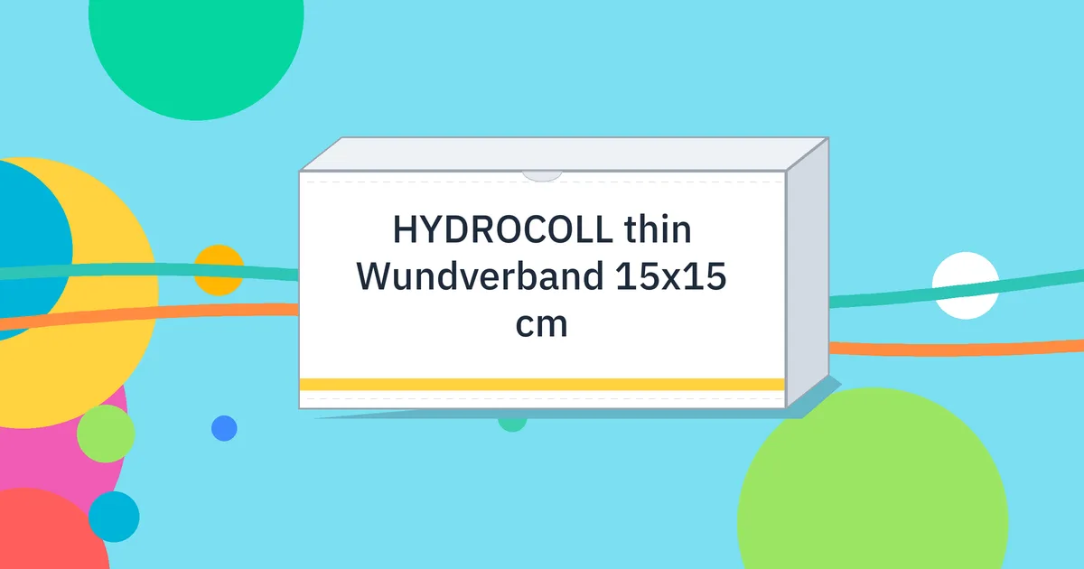 Symbolbild: Packung mit der Aufschrift HYDROCOLL thin Wundverband 15x15 cm (PZN 18152615) – Verfügbarkeit und Bezug in Apotheken in Frankfurt am Main