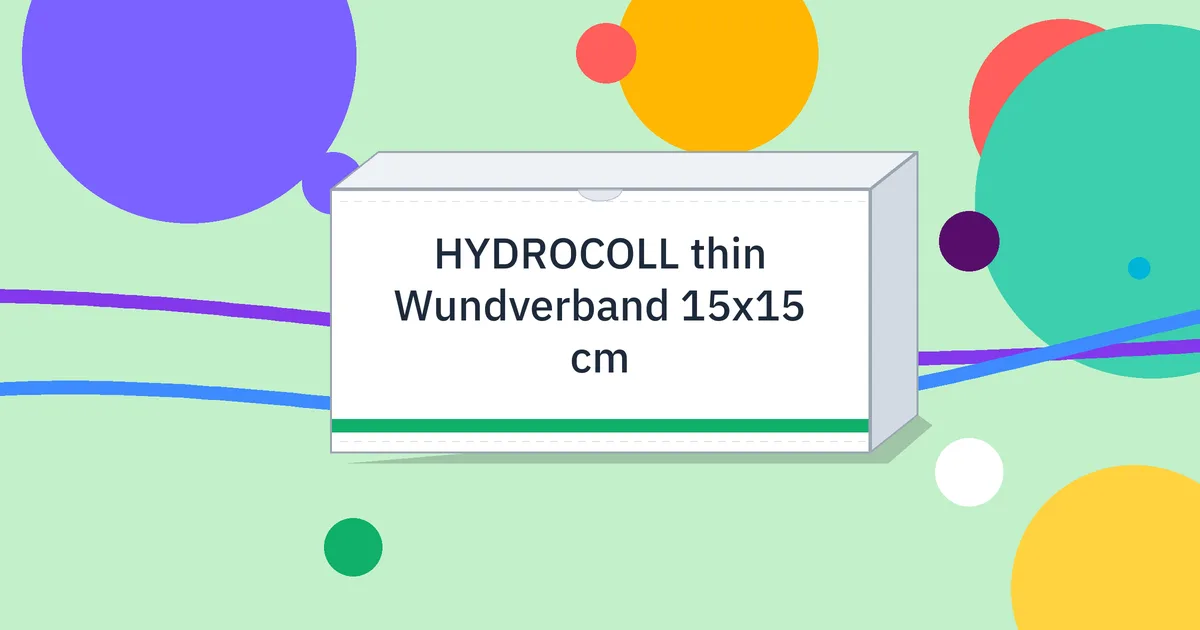 Symbolbild: Packung mit der Aufschrift HYDROCOLL thin Wundverband 15x15 cm (PZN 03003909) – Verfügbarkeit und Bezug in Apotheken in Frankfurt am Main