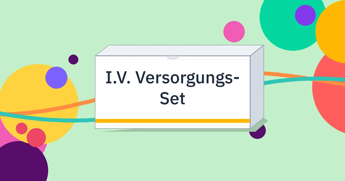 Symbolbild: Packung mit der Aufschrift I.V. Versorgungs-Set (PZN 18195501) – Verfügbarkeit und Bezug in Apotheken in Frankfurt am Main