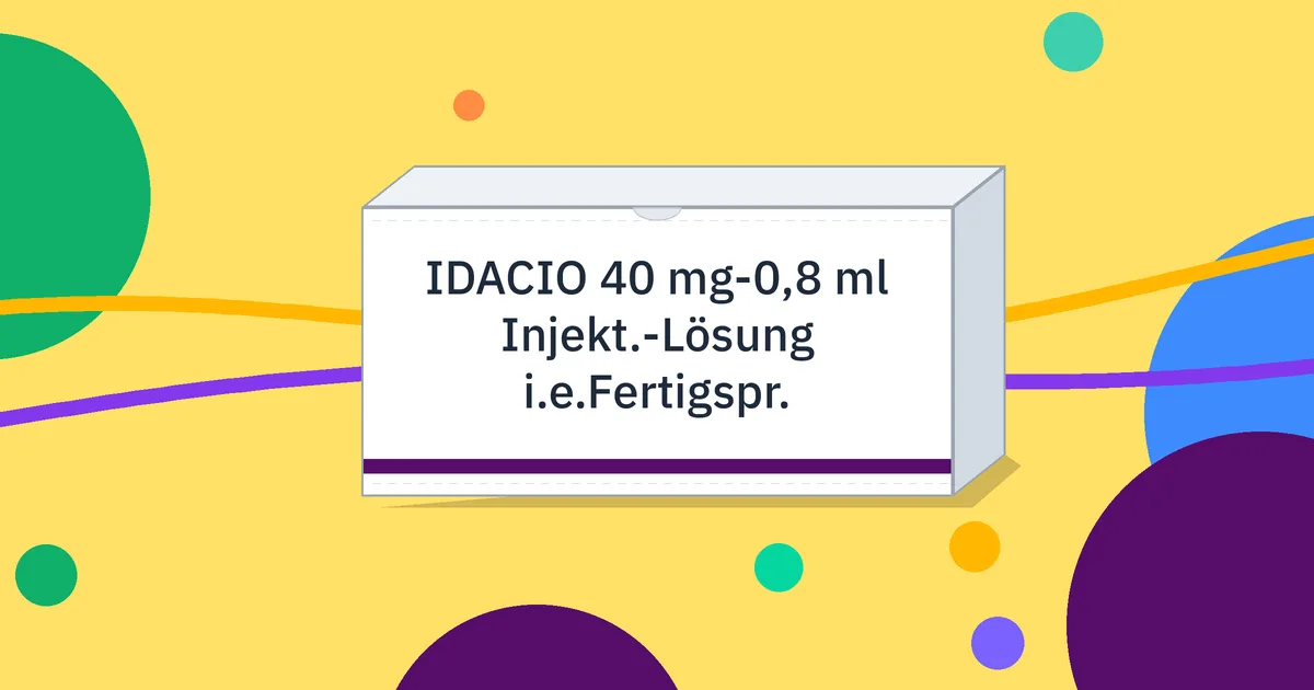 Symbolbild: Packung mit der Aufschrift IDACIO 40 mg-0,8 ml Injekt.-Lösung i.e.Fertigspr. (PZN 17249005) – Verfügbarkeit und Bezug in Apotheken in Frankfurt am Main