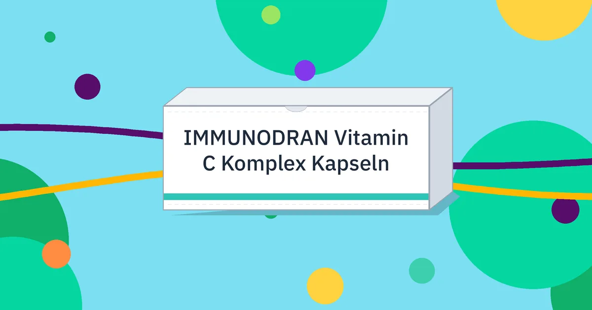 Symbolbild: Packung mit der Aufschrift IMMUNODRAN Vitamin C Komplex Kapseln (PZN 11865648) – Verfügbarkeit und Bezug in Apotheken in Frankfurt am Main