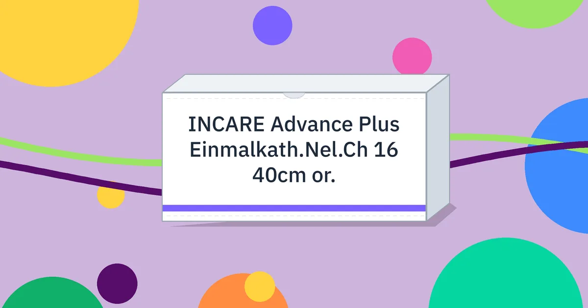 Symbolbild: Packung mit der Aufschrift INCARE Advance Plus Einmalkath.Nel.Ch 16 40cm or. (PZN 02258955) – Verfügbarkeit und Bezug in Apotheken in Frankfurt am Main