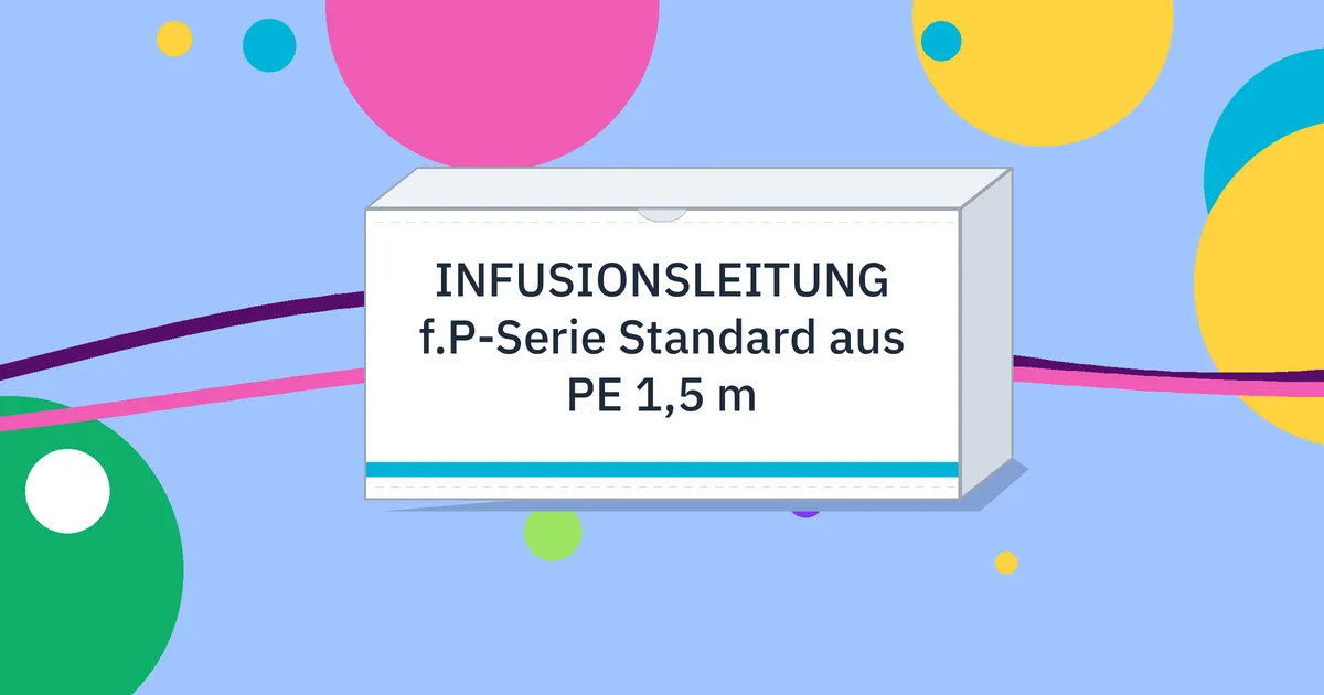 Symbolbild: Packung mit der Aufschrift INFUSIONSLEITUNG f.P-Serie Standard aus PE 1,5 m (PZN 00222752) – Verfügbarkeit und Bezug in Apotheken in Frankfurt am Main