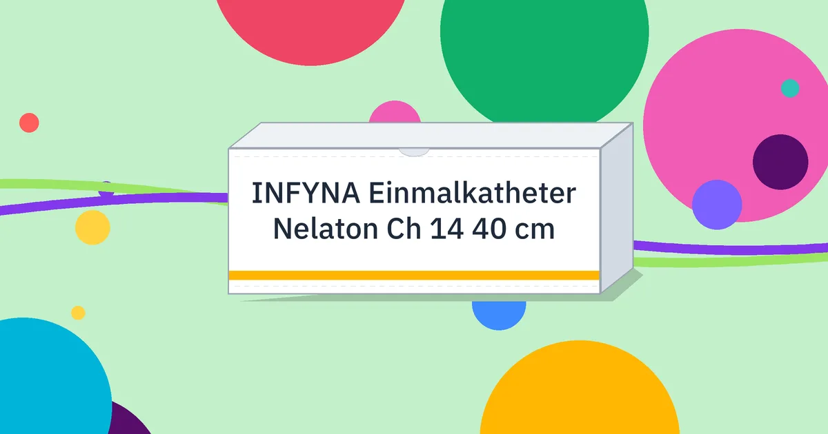 Symbolbild: Packung mit der Aufschrift INFYNA Einmalkatheter Nelaton Ch 14 40 cm (PZN 13750903) – Verfügbarkeit und Bezug in Apotheken in Frankfurt am Main