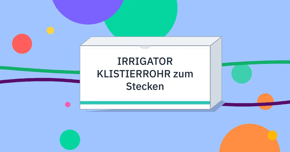 Symbolbild: Packung mit der Aufschrift IRRIGATOR KLISTIERROHR zum Stecken (PZN 01728436) – Verfügbarkeit und Bezug in Apotheken in Frankfurt am Main