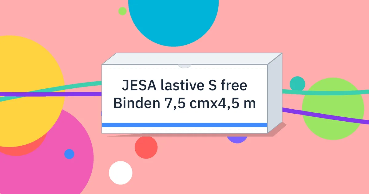 Symbolbild: Packung mit der Aufschrift JESA lastive S free Binden 7,5 cmx4,5 m (PZN 11230542) – Verfügbarkeit und Bezug in Apotheken in Frankfurt am Main
