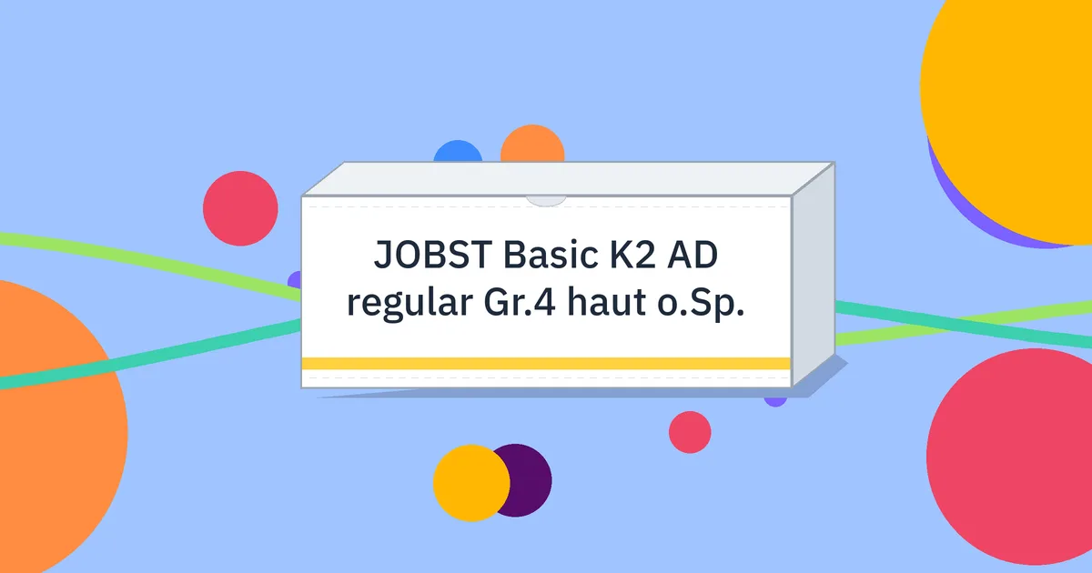 Symbolbild: Packung mit der Aufschrift JOBST Basic K2 AD regular Gr.4 haut o.Sp. (PZN 11249300) – Verfügbarkeit und Bezug in Apotheken in Frankfurt am Main