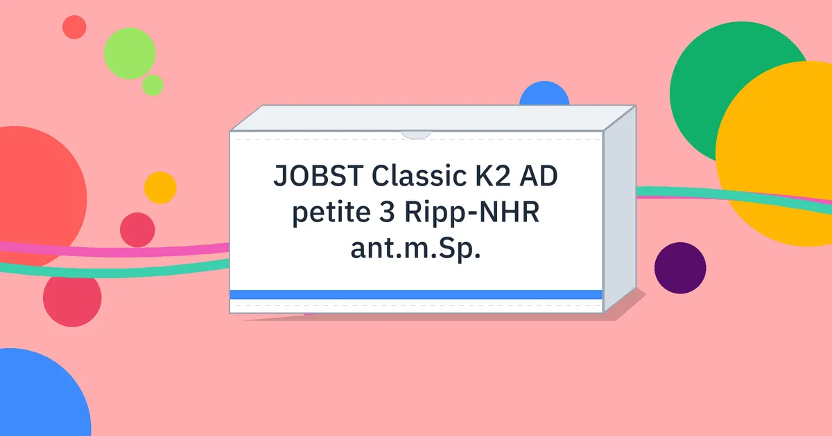 Symbolbild: Packung mit der Aufschrift JOBST Classic K2 AD petite 3 Ripp-NHR ant.m.Sp. (PZN 13060966) – Verfügbarkeit und Bezug in Apotheken in Frankfurt am Main