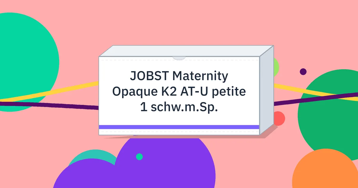 Symbolbild: Packung mit der Aufschrift JOBST Maternity Opaque K2 AT-U petite 1 schw.m.Sp. (PZN 15854222) – Verfügbarkeit und Bezug in Apotheken in Frankfurt am Main