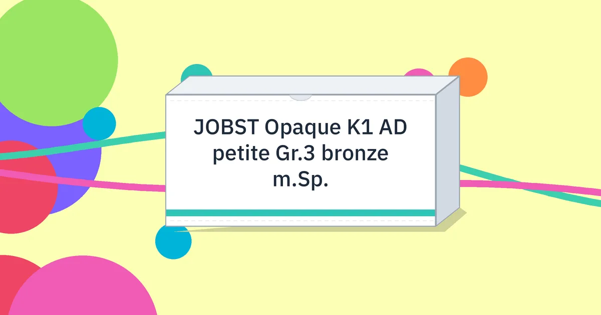 Symbolbild: Packung mit der Aufschrift JOBST Opaque K1 AD petite Gr.3 bronze m.Sp. (PZN 13078498) – Verfügbarkeit und Bezug in Apotheken in Frankfurt am Main