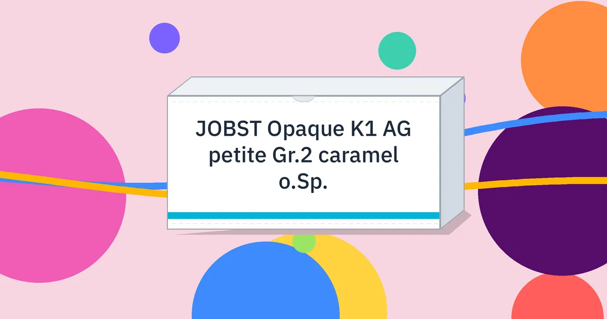 Symbolbild: Packung mit der Aufschrift JOBST Opaque K1 AG petite Gr.2 caramel o.Sp. (PZN 13087244) – Verfügbarkeit und Bezug in Apotheken in Frankfurt am Main