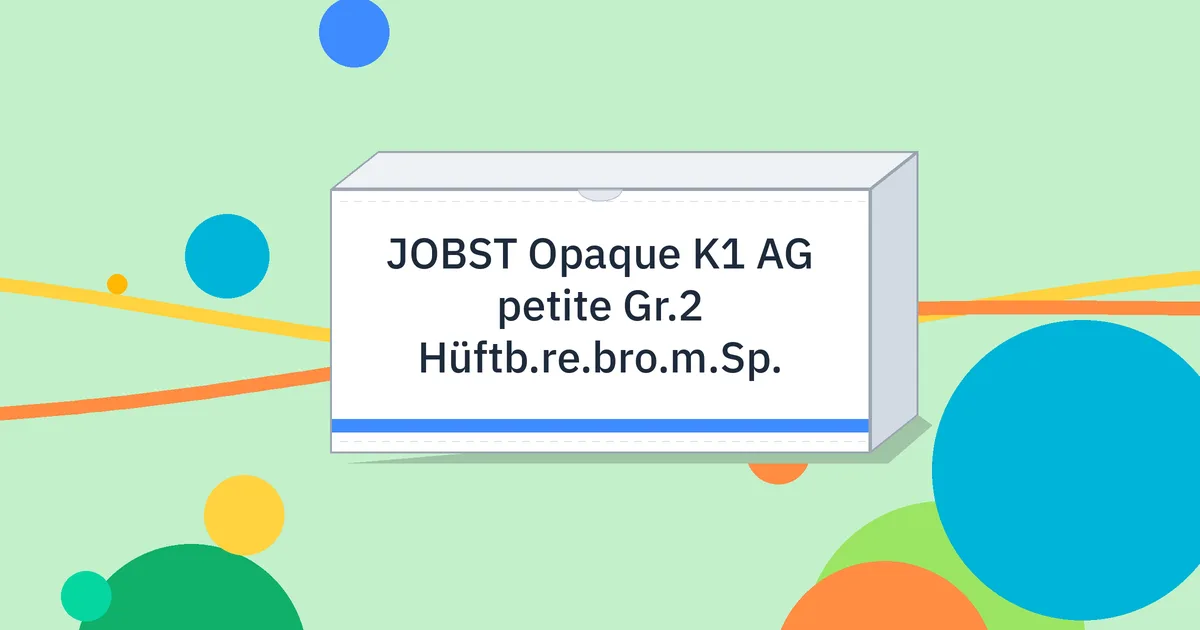Symbolbild: Packung mit der Aufschrift JOBST Opaque K1 AG petite Gr.2 Hüftb.re.bro.m.Sp. (PZN 13098911) – Verfügbarkeit und Bezug in Apotheken in Frankfurt am Main