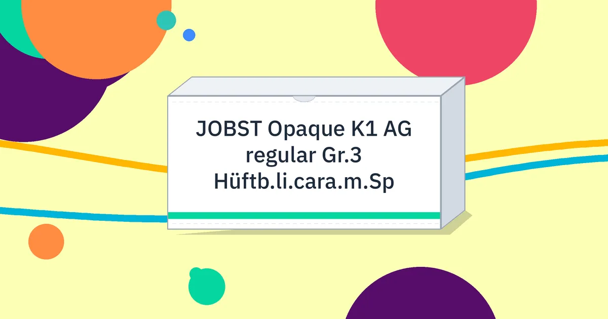 Symbolbild: Packung mit der Aufschrift JOBST Opaque K1 AG regular Gr.3 Hüftb.li.cara.m.Sp (PZN 13099690) – Verfügbarkeit und Bezug in Apotheken in Frankfurt am Main