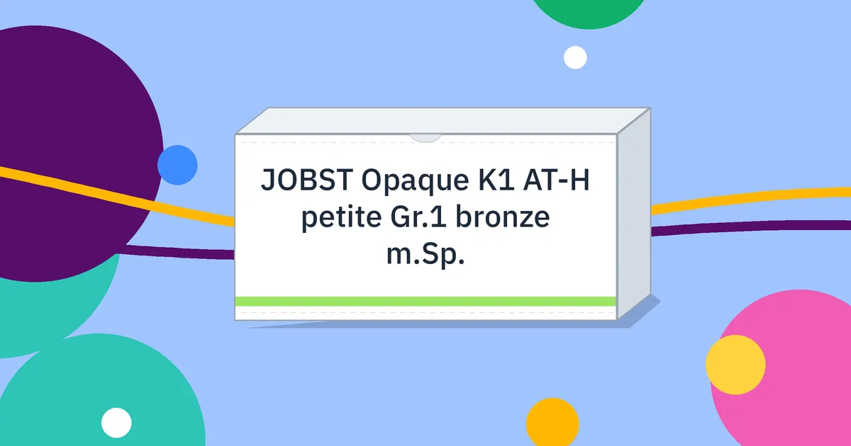 Symbolbild: Packung mit der Aufschrift JOBST Opaque K1 AT-H petite Gr.1 bronze m.Sp. (PZN 13101760) – Verfügbarkeit und Bezug in Apotheken in Frankfurt am Main