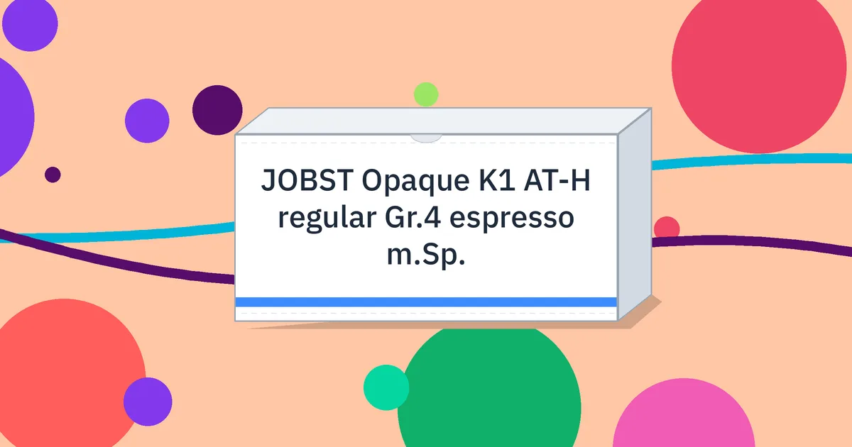 Symbolbild: Packung mit der Aufschrift JOBST Opaque K1 AT-H regular Gr.4 espresso m.Sp. (PZN 16275590) – Verfügbarkeit und Bezug in Apotheken in Frankfurt am Main