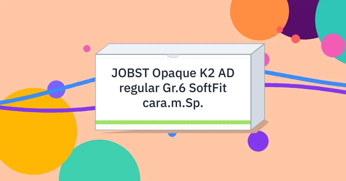 Symbolbild: Packung mit der Aufschrift JOBST Opaque K2 AD regular Gr.6 SoftFit cara.m.Sp. (PZN 11250071) – Verfügbarkeit und Bezug in Apotheken in Frankfurt am Main