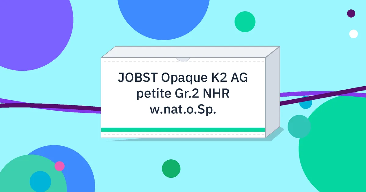 Symbolbild: Packung mit der Aufschrift JOBST Opaque K2 AG petite Gr.2 NHR w.nat.o.Sp. (PZN 11255996) – Verfügbarkeit und Bezug in Apotheken in Frankfurt am Main