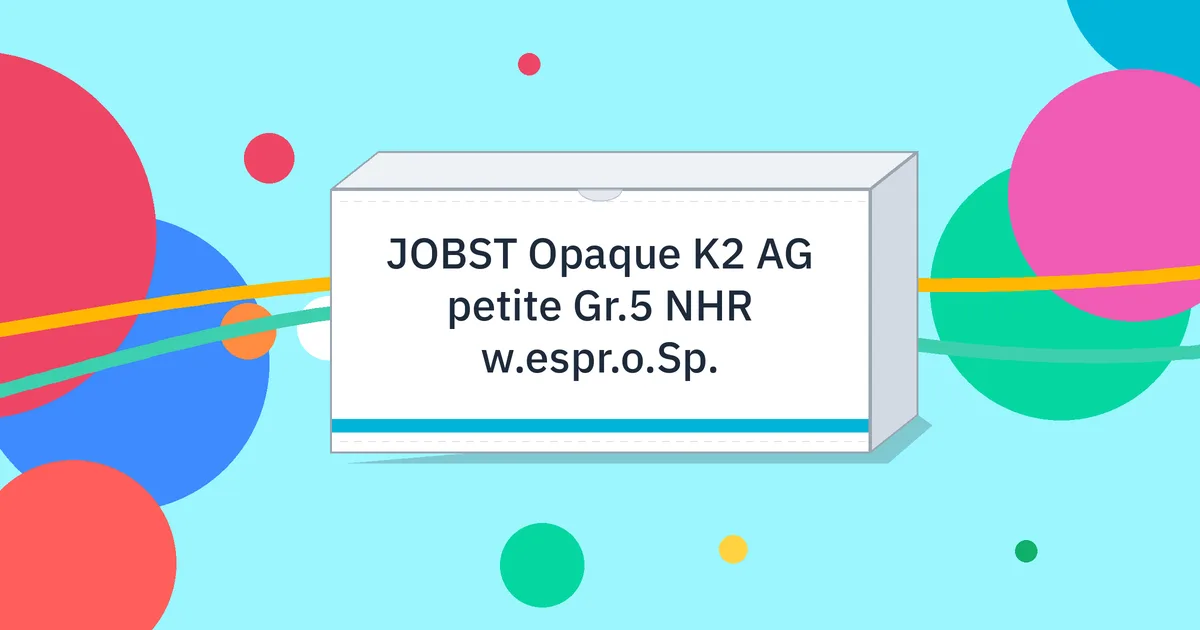 Symbolbild: Packung mit der Aufschrift JOBST Opaque K2 AG petite Gr.5 NHR w.espr.o.Sp. (PZN 16285826) – Verfügbarkeit und Bezug in Apotheken in Frankfurt am Main