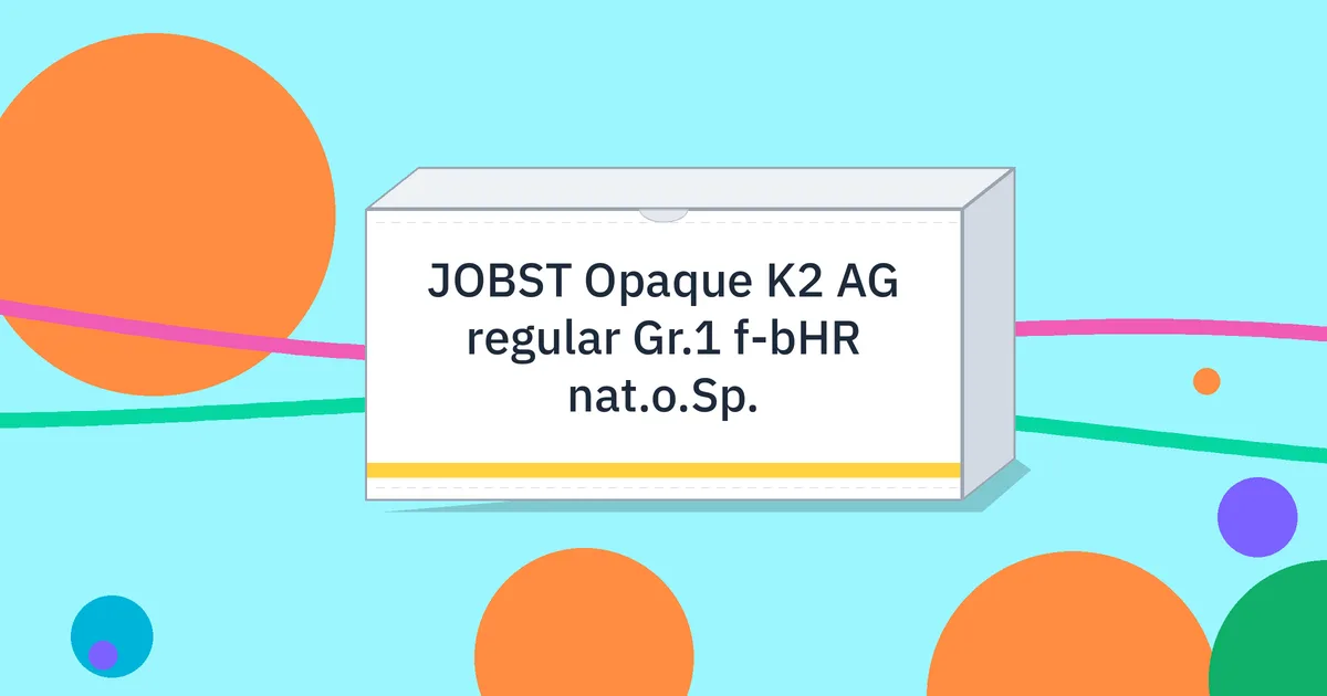 Symbolbild: Packung mit der Aufschrift JOBST Opaque K2 AG regular Gr.1 f-bHR nat.o.Sp. (PZN 11252437) – Verfügbarkeit und Bezug in Apotheken in Frankfurt am Main