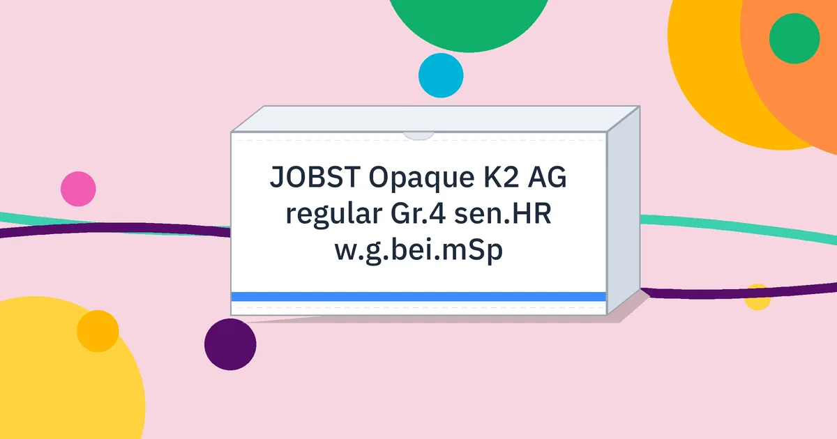Symbolbild: Packung mit der Aufschrift JOBST Opaque K2 AG regular Gr.4 sen.HR w.g.bei.mSp (PZN 16280757) – Verfügbarkeit und Bezug in Apotheken in Frankfurt am Main