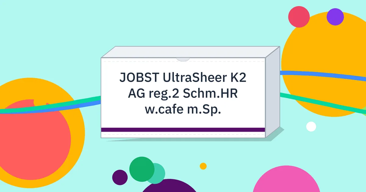 Symbolbild: Packung mit der Aufschrift JOBST UltraSheer K2 AG reg.2 Schm.HR w.cafe m.Sp. (PZN 13162230) – Verfügbarkeit und Bezug in Apotheken in Frankfurt am Main