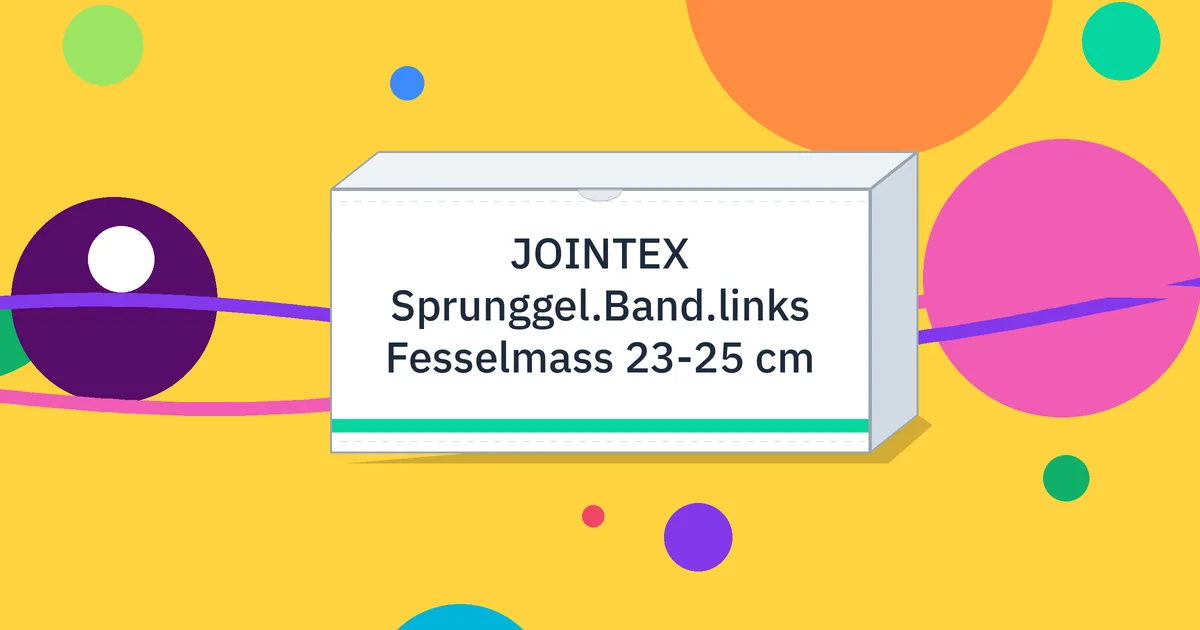 Symbolbild: Packung mit der Aufschrift JOINTEX Sprunggel.Band.links Fesselmass 23-25 cm (PZN 06118553) – Verfügbarkeit und Bezug in Apotheken in Frankfurt am Main