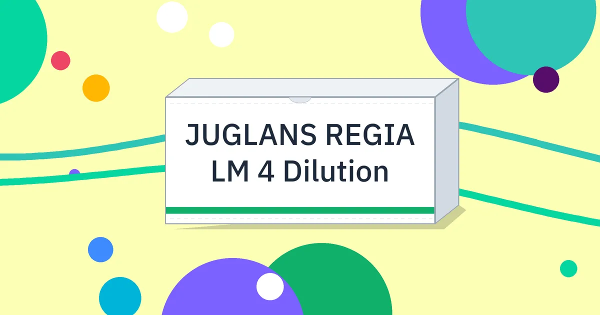 Symbolbild: Packung mit der Aufschrift JUGLANS REGIA LM 4 Dilution (PZN 12916052) – Verfügbarkeit und Bezug in Apotheken in Frankfurt am Main