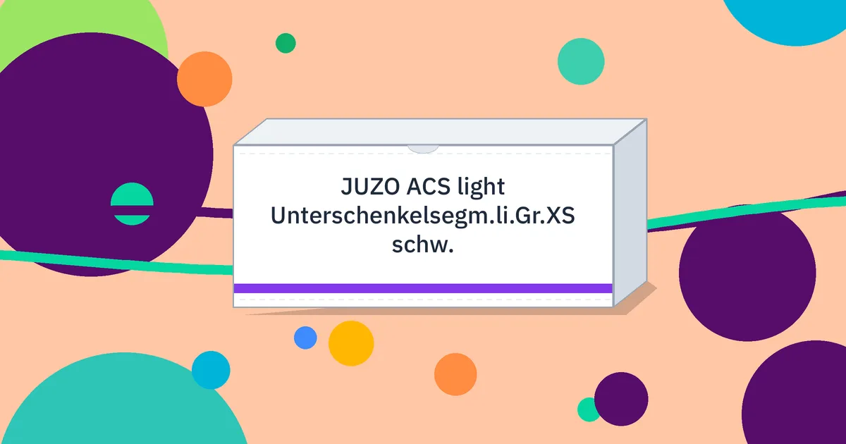 Symbolbild: Packung mit der Aufschrift JUZO ACS light Unterschenkelsegm.li.Gr.XS schw. (PZN 13575222) – Verfügbarkeit und Bezug in Apotheken in Frankfurt am Main