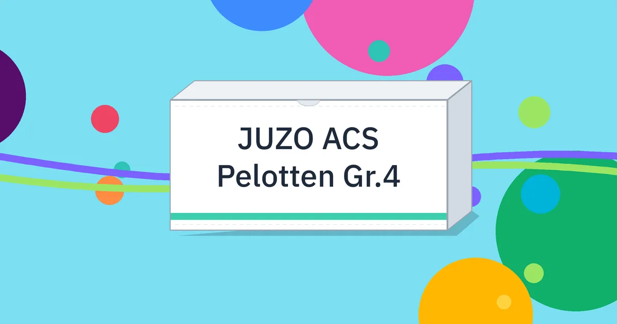 Symbolbild: Packung mit der Aufschrift JUZO ACS Pelotten Gr.4 (PZN 13576090) – Verfügbarkeit und Bezug in Apotheken in Frankfurt am Main