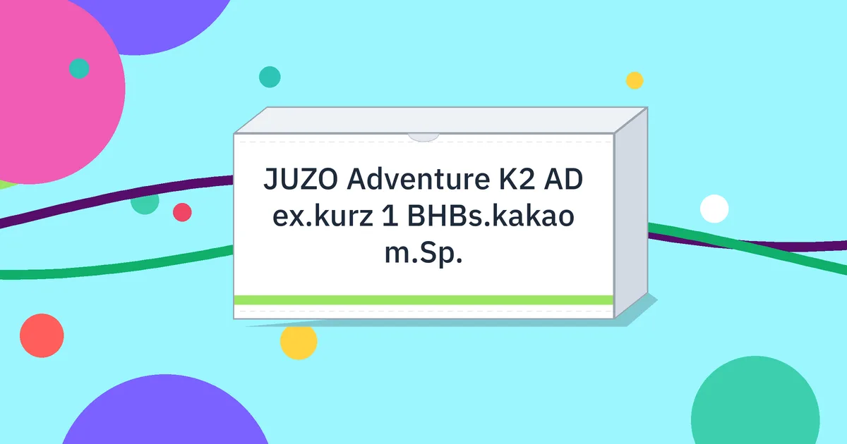 Symbolbild: Packung mit der Aufschrift JUZO Adventure K2 AD ex.kurz 1 BHBs.kakao m.Sp. (PZN 15498141) – Verfügbarkeit und Bezug in Apotheken in Frankfurt am Main